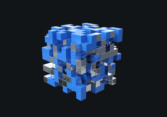 Abstract Cubic Structure on Black Background Stock Illustration ...