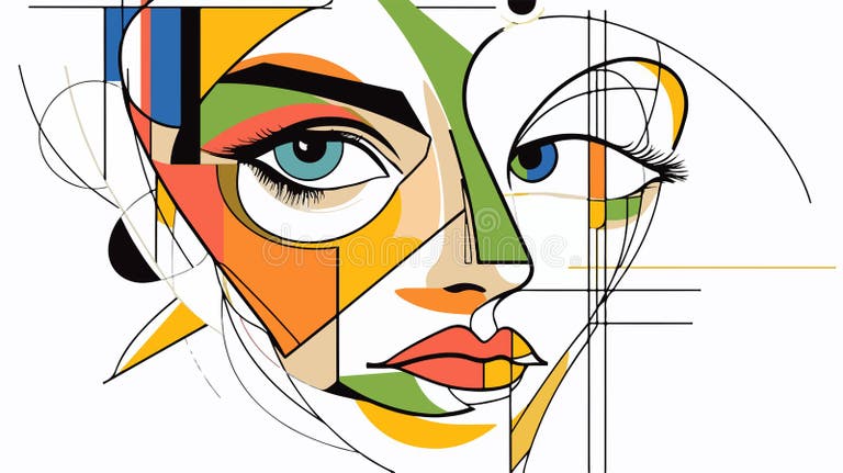 Abstract Cubism Art Drawing with Cubist Forms. Stock Vector ...