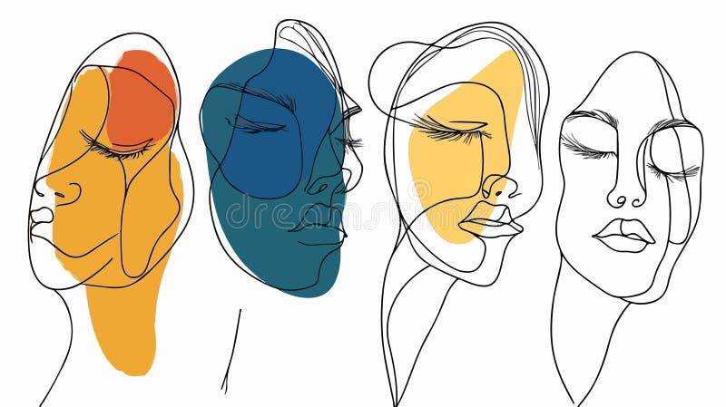 Abstract Cubism Line Art Illustration. Stock Illustration ...