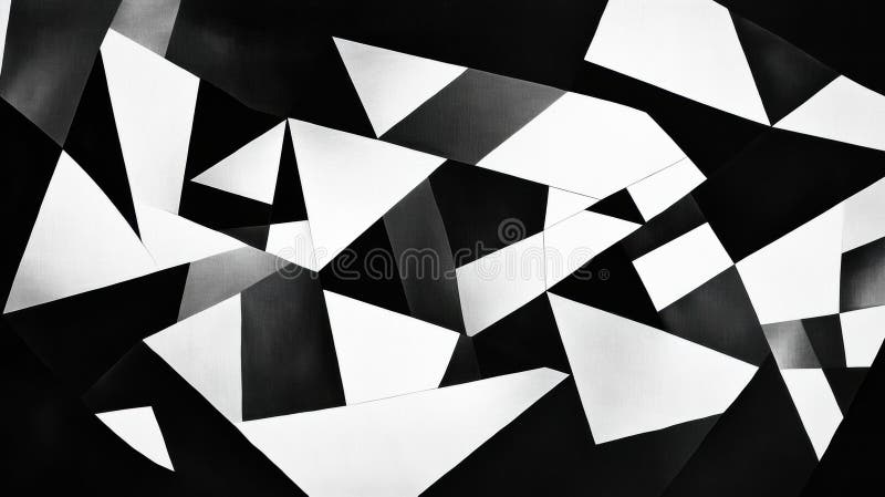Geometric Exploration in Black and White Featuring Abstract Cubism ...
