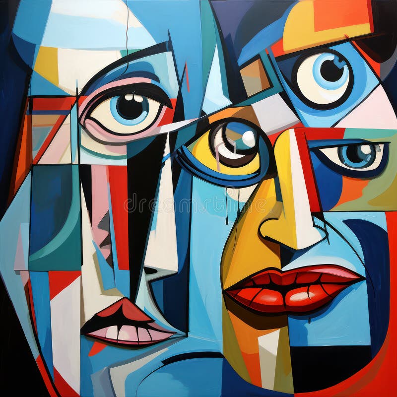 Cubist Faces Intertwined in a Harmonious Composition. AI Generation ...