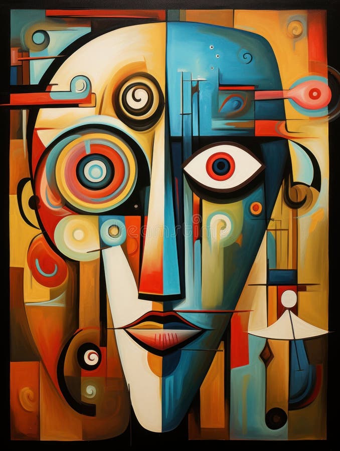 Abstract Cubist Artwork with Vibrant Colors AI Generated Stock ...