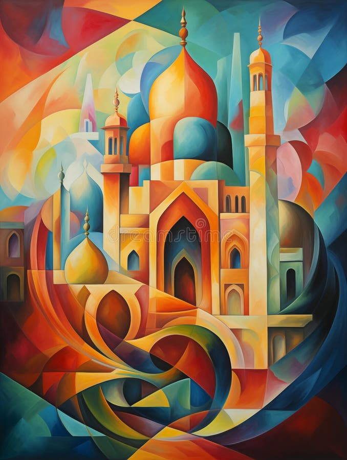 Abstract Cubistic Oil Painting - Generative AI Stock Image - Image of ...