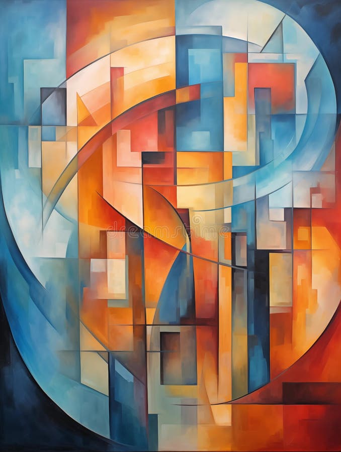 Abstract Cubistic Oil Painting - Generative AI Stock Image - Image of ...