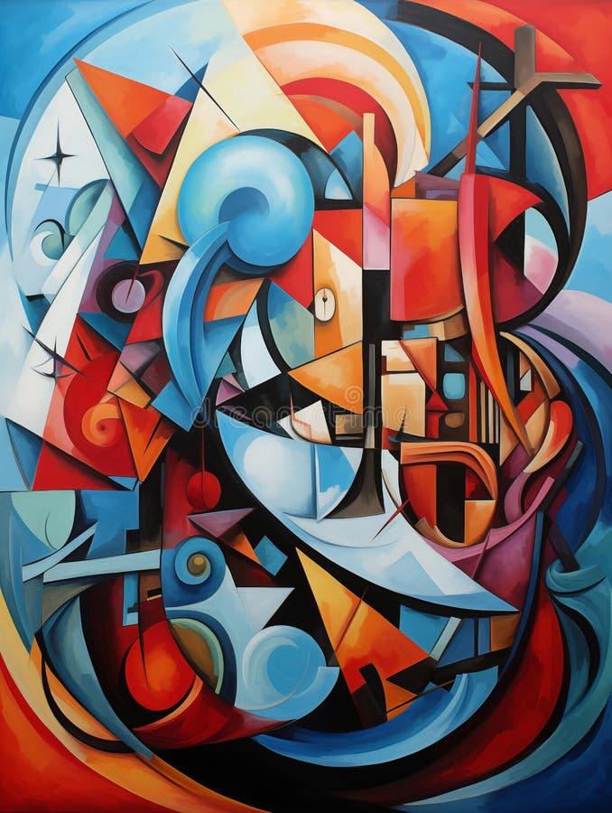 Abstract Cubistic Oil Painting - Generative AI Stock Image - Image of ...