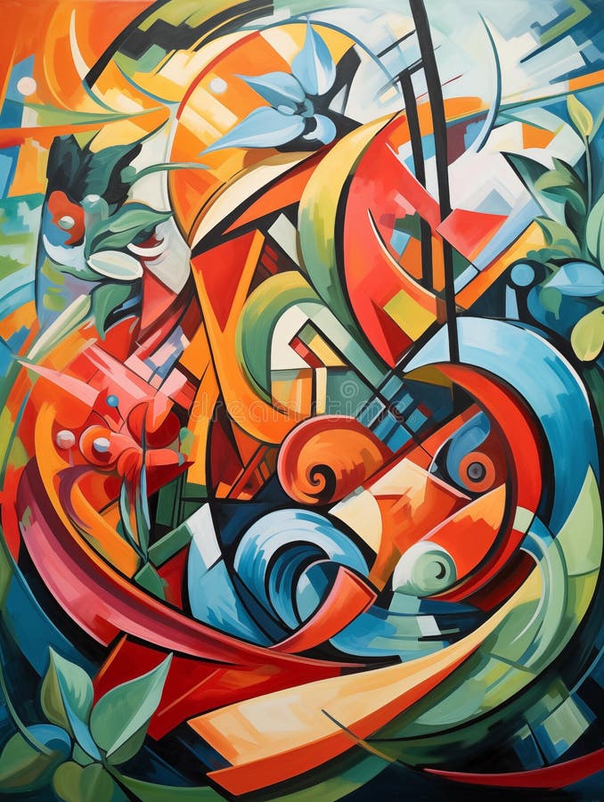 Abstract Cubistic Oil Painting - Generative AI Stock Image - Image of ...