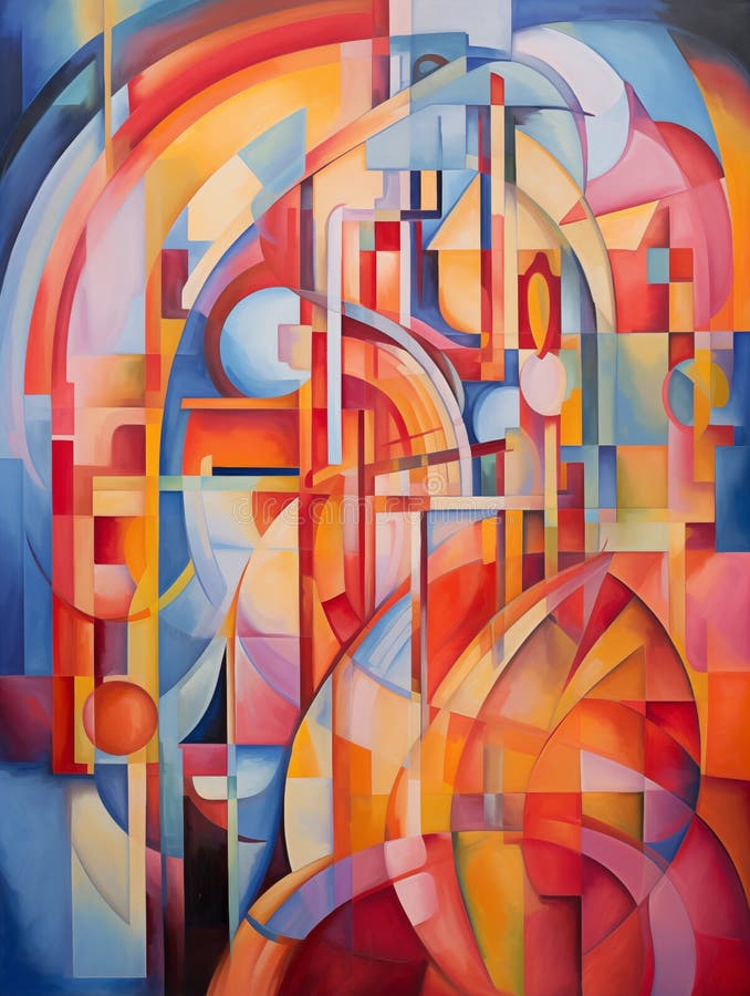 Abstract Cubistic Oil Painting - Generative AI Stock Image - Image of ...