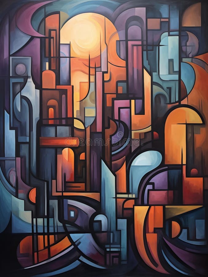 Abstract Cubistic Oil Painting - Generative AI Stock Image - Image of ...