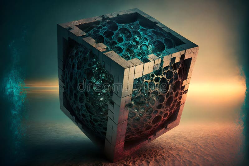 Abstract Cuboid Representation Of Fourth Dimension Space Neural Network Generated Art Stock