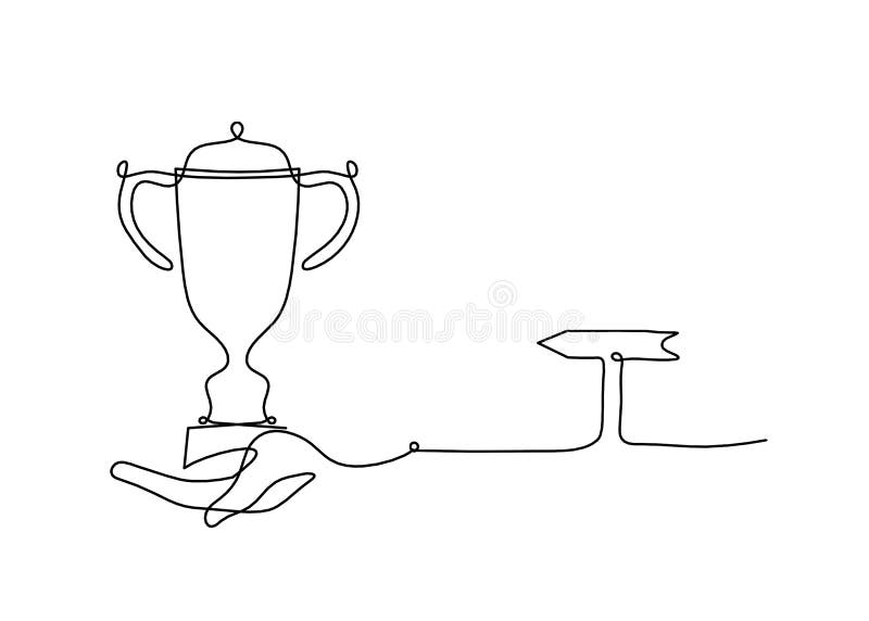 Abstract Cup with Direction As Continuous Lines Drawing on White Stock ...