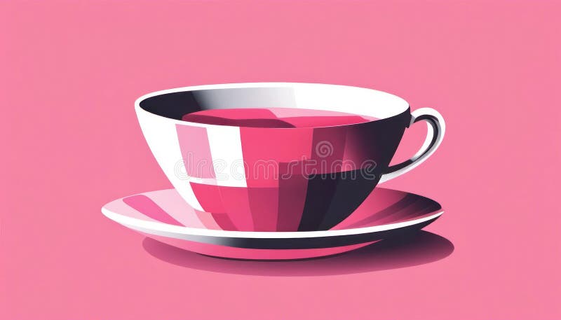 Abstract Cup of Tea in Pink with Copy Space Stock Illustration ...