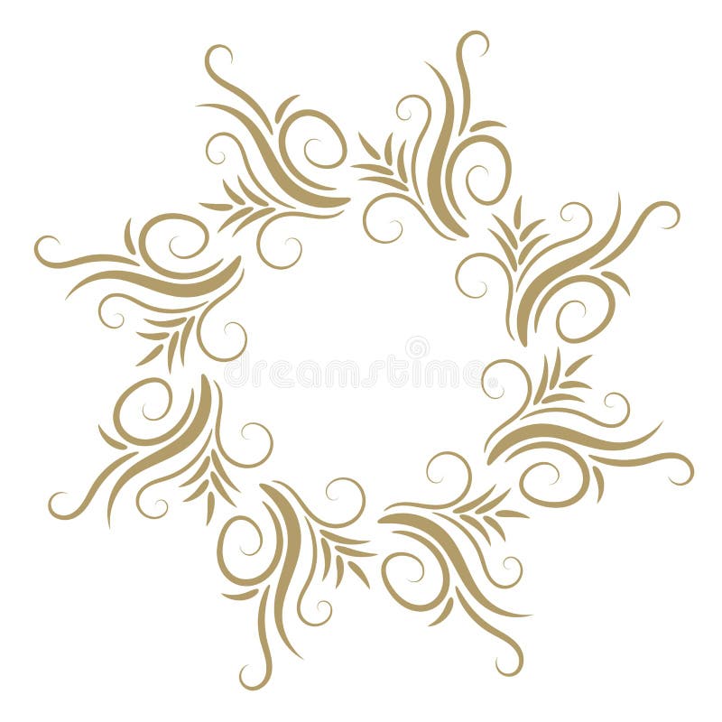 Abstract Curly Gold Frame Isolated on White Background Stock Vector ...