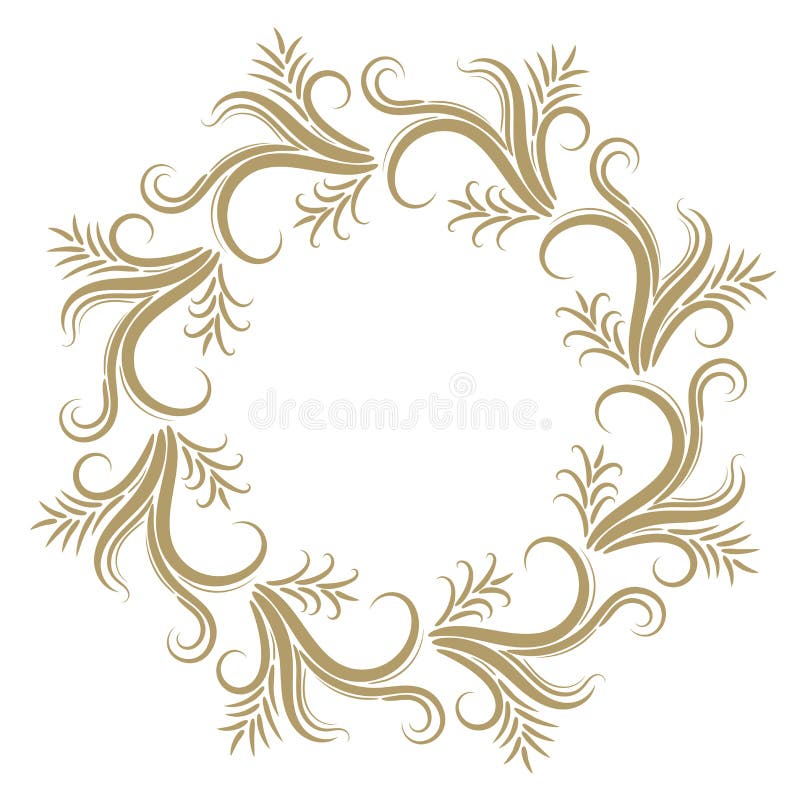 Curly Round Green Frame Set on White. Stock Vector - Illustration of ...