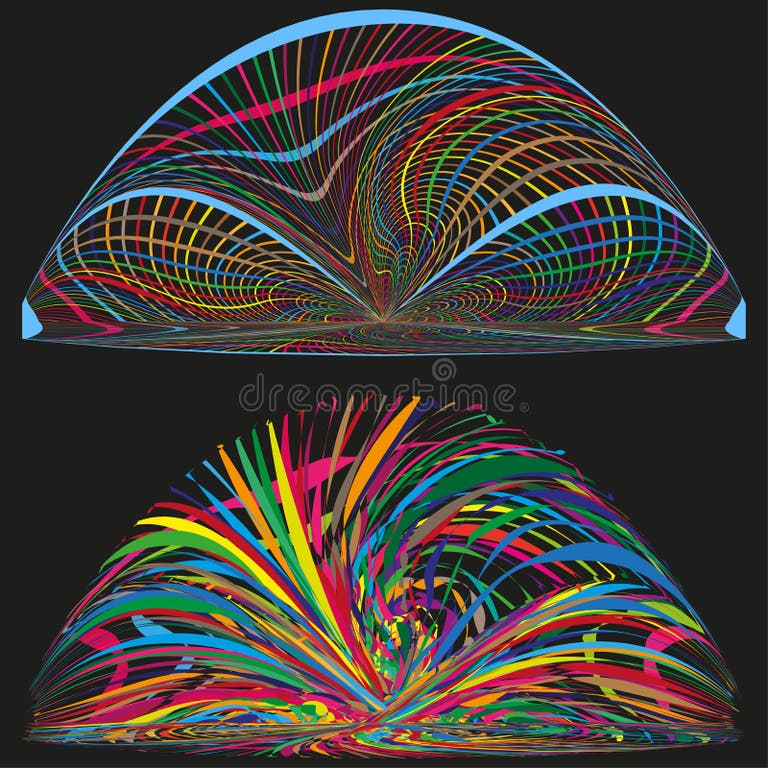 Abstract Curve Element. Colorful Light Rays. Geometric Fan Shape ...