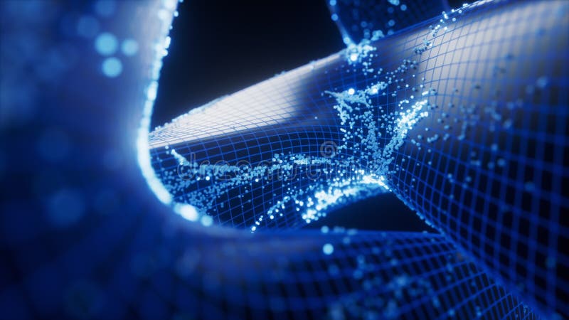 Abstract Curve Geometry with Flowing Particles, 3d Rendering Stock Video - Video of decoration ...