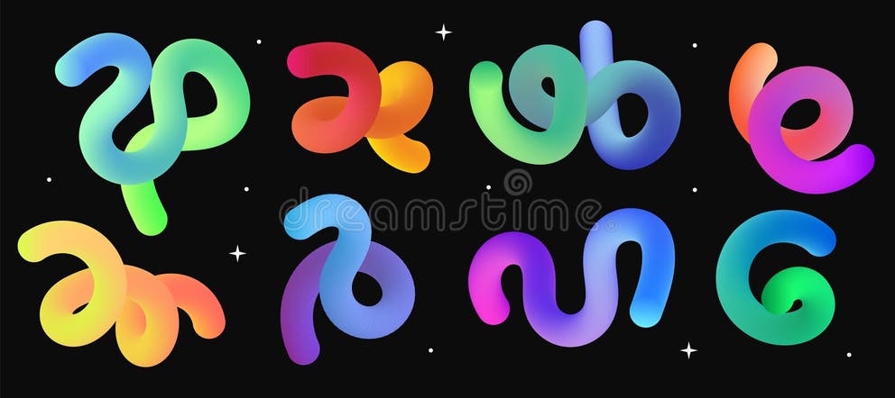 Abstract Curve Gradient Line. Gradient 3d Blend Stroke. Bright Motion ...