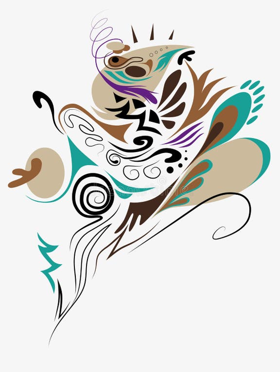 Abstract Curve Hand Drawn Background Composition Stock Vector ...