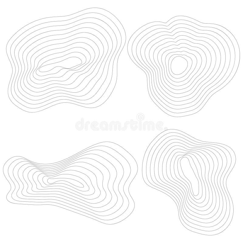 Abstract Monochrome Wavy Lines, Set of Black and White Ellipse Shapes ...