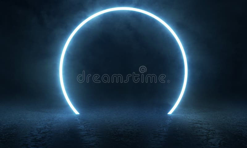 Abstract Curve Ring Shape Glowing Neon Led Light with Reflection on ...