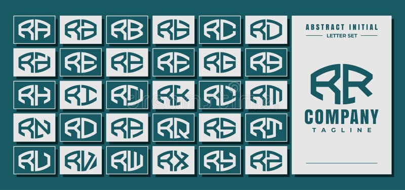 Abstract Curve Shape Initial R RR Letter Logo Design Bundle Stock ...