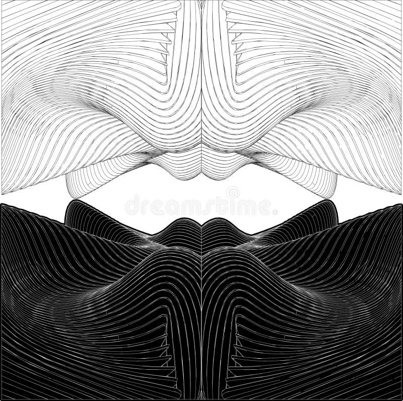 Abstract Curve Wavy Construction Structure Vector. Black and White ...