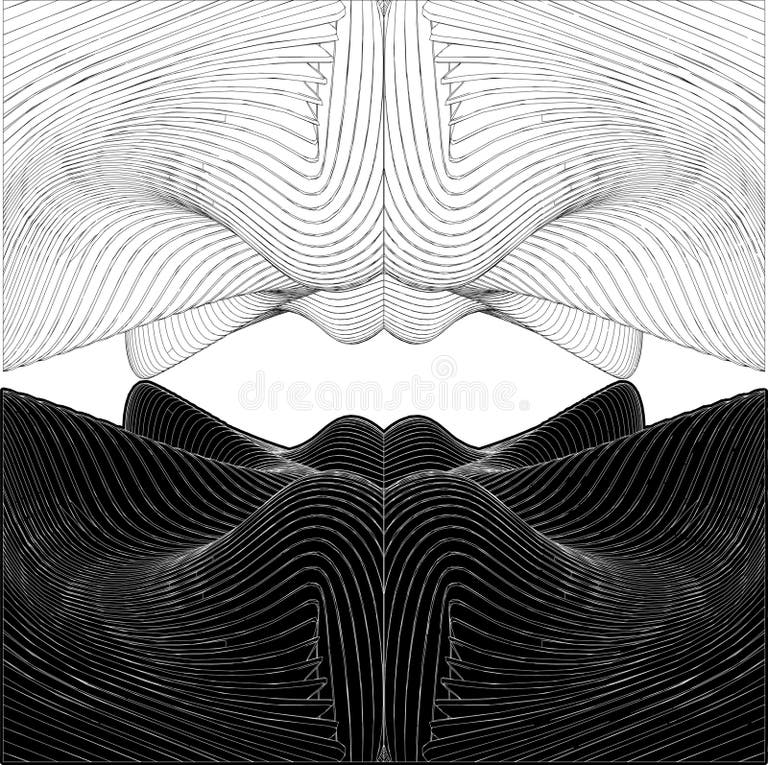 Abstract Curve Wavy Construction Structure Vector. Black and White ...