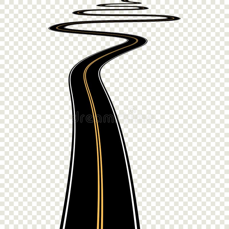 Abstract Curved Asphalt Road on Transparent Background. Vector Road ...