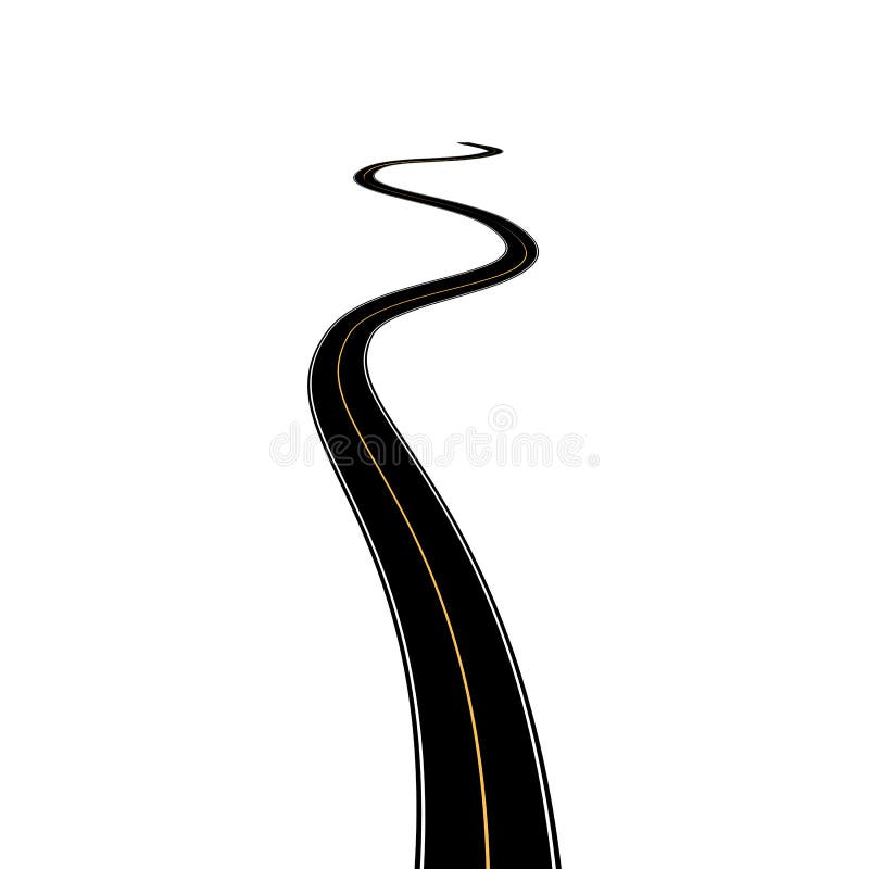 Abstract Curved Asphalt Road on Transparent Background. Vector Road ...
