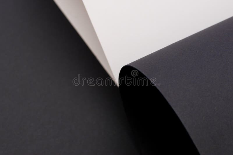 Abstract Curved Black and White Paper Background with Copy Space Stock ...