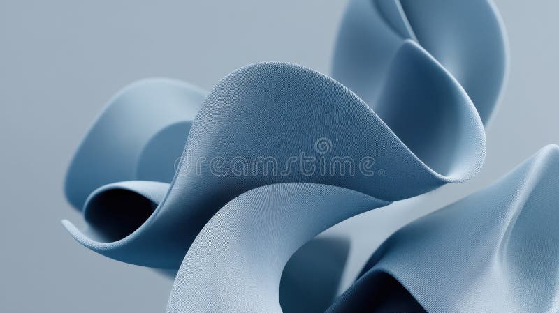 Abstract Curved Blue Fabric Shapes on Light Background Stock ...