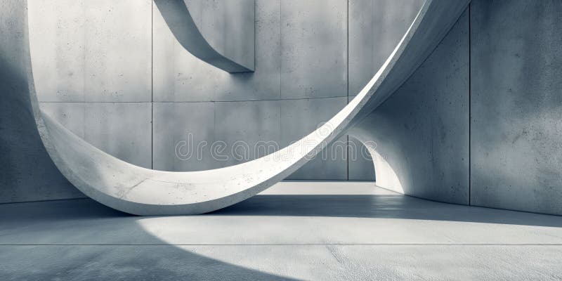 Abstract Curved Concrete Architecture in Minimalistic Design with ...