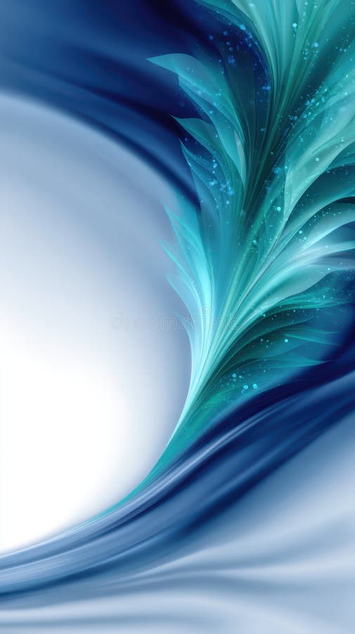 Abstract Curved Design Element with Blue and Turquoise Tones, Featuring ...