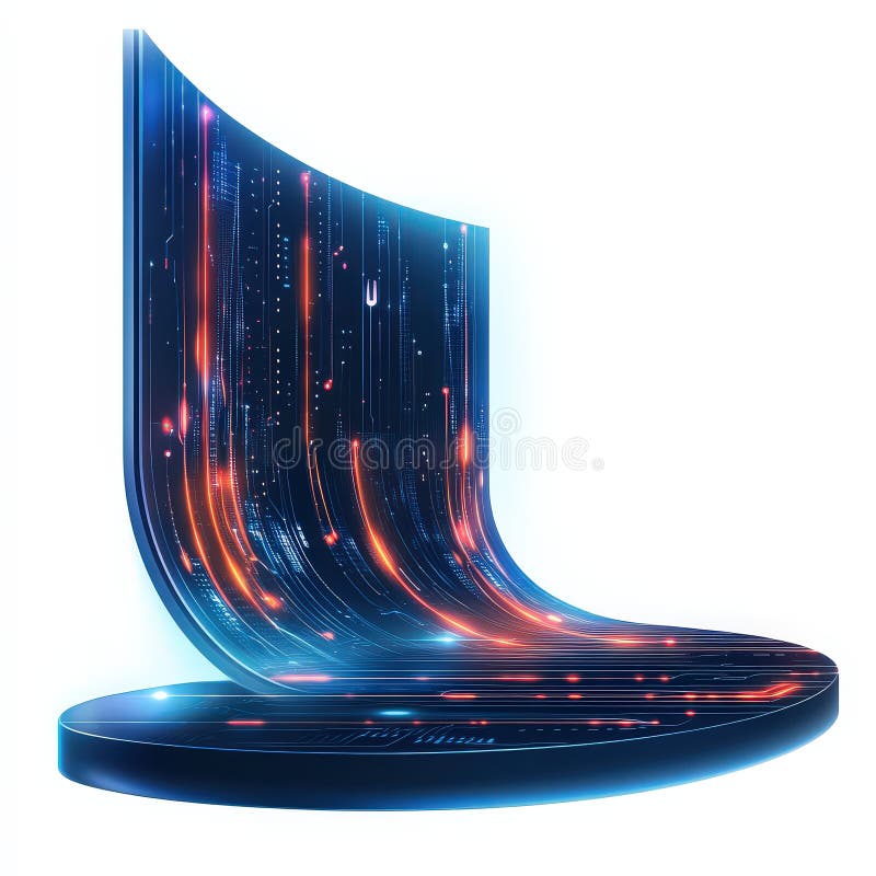 Abstract Curved Digital Data Stream. Stock Illustration - Illustration ...