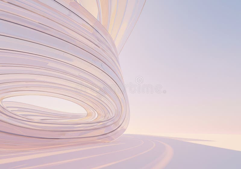 Abstract Curved Glass Structure with Soft Pastel Sky at Sunset Stock ...