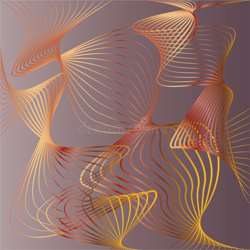 Abstract Curved Gold Pattern on Dark Background Stock Vector ...