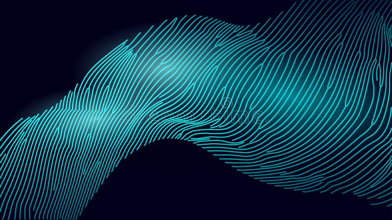 Abstract Curved Lines Artwork. Bright Turquoise Stripes Dynamic Design ...