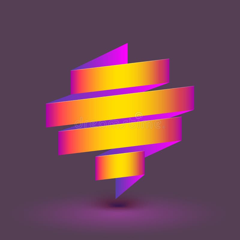 Abstract Curved Logo, Colored Stripes. Bended Sign from Ribbon ...