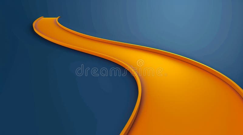 Abstract Curved Orange Shape on Blue Background Stock Illustration ...