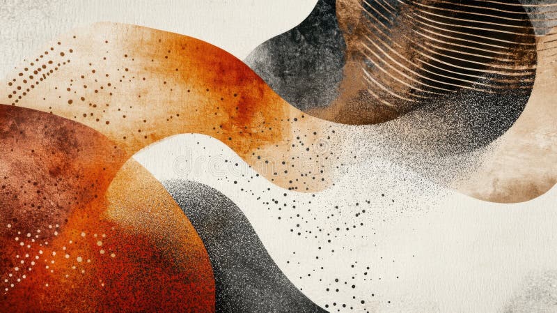 Abstract Curved Patterns with Textured Earthy Tones and Dynamic ...