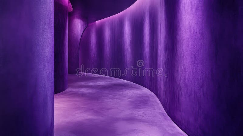 Abstract Curved Purple Hallway with Dramatic Lighting and Shadows Stock ...
