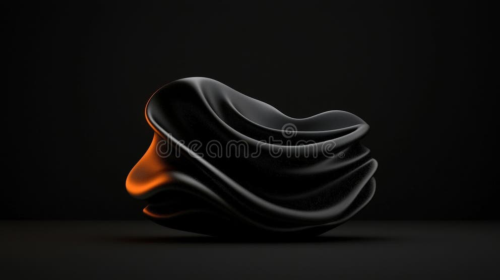Abstract Curved Shape with Smooth Texture and Warm Glow on Dark ...