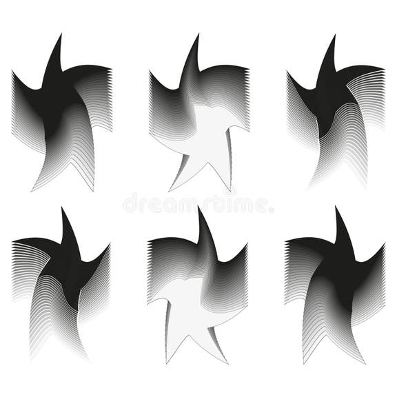 Abstract Curved Shapes. Dynamic Striped Forms. Geometric Twist Vector ...
