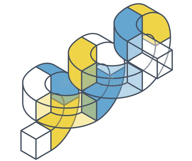 Abstract Curved Vector Shape. Outlined Isometric Object Stock Vector ...