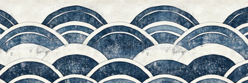 Abstract Curved Wave Pattern with Retro Blue and White Ocean Motif ...