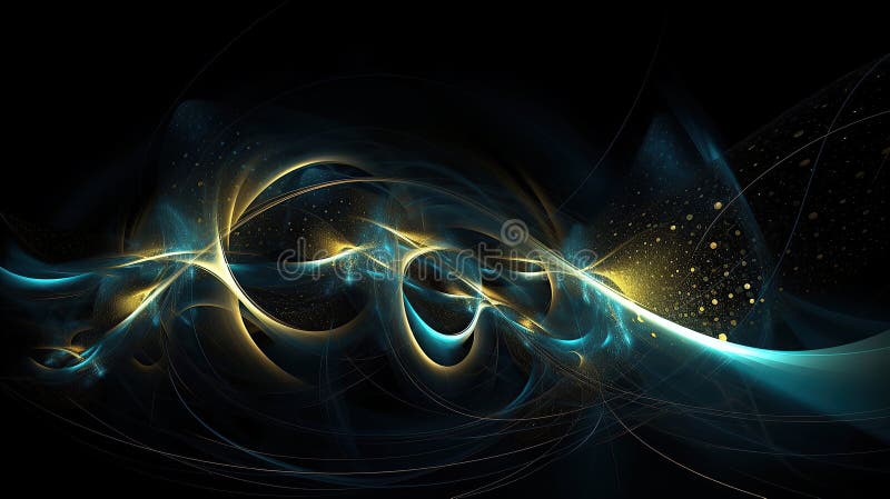 Abstract Curves Blue Yellow with Black Balls and Lines, Stock ...