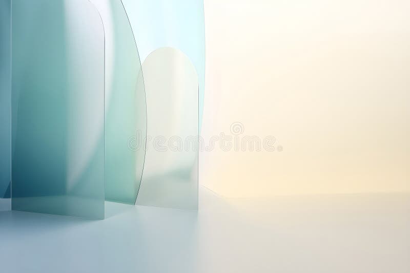 Abstract Curves of Translucent Blue Panels Gently Lit by Sunlight Stock ...
