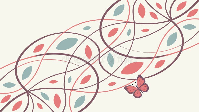 Abstract Curvilinear Pattern with Butterflies, Organic Flow, Vector ...