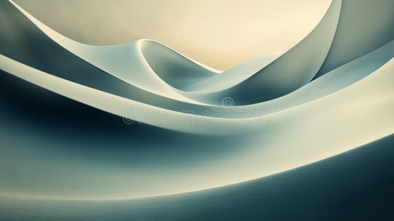 Abstract Curving Lines in a Teal and Cream Color Palette Stock ...