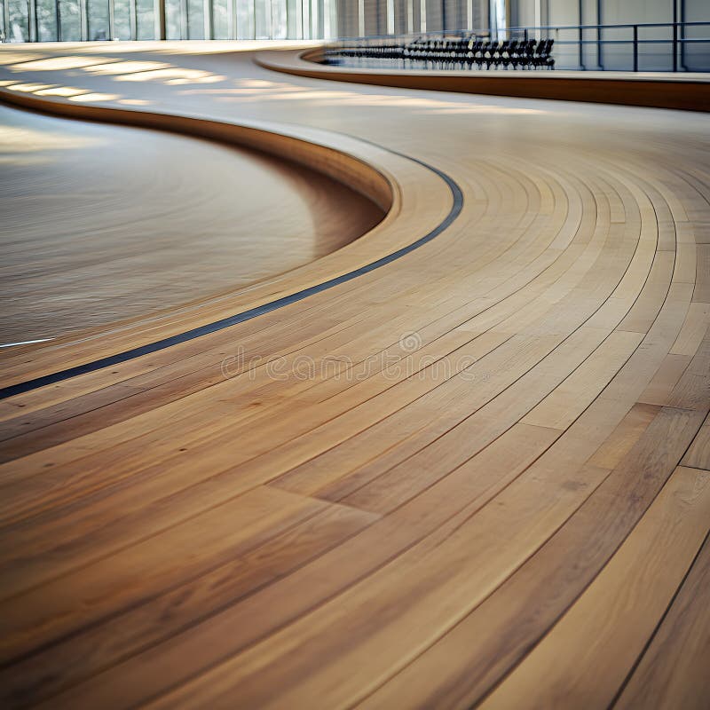 Abstract Curving Wooden Floor in Modern Architecture Stock Illustration ...