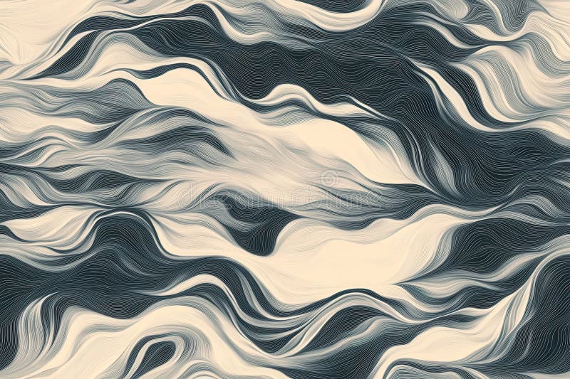 Abstract Curvy Pattern with Wavy Lines and Swirls in Beige and Black ...